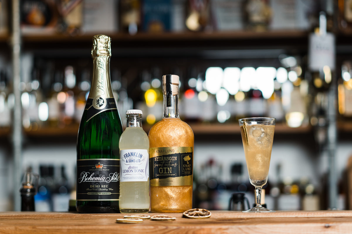 Cocktailpakke med Sweet Citrus m/guldglimmer | Stor bobler – Knaplund ...