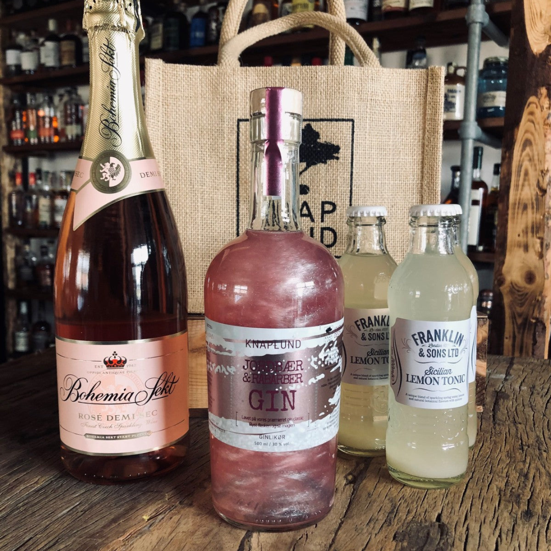 Cocktailpakke: Pink gin og bobler m. sølvglimmer | Stor bobler ...